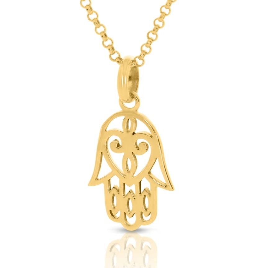 Symbol Kette Glücksbringer vergoldet Hand Anhänger Fatima – Galwani