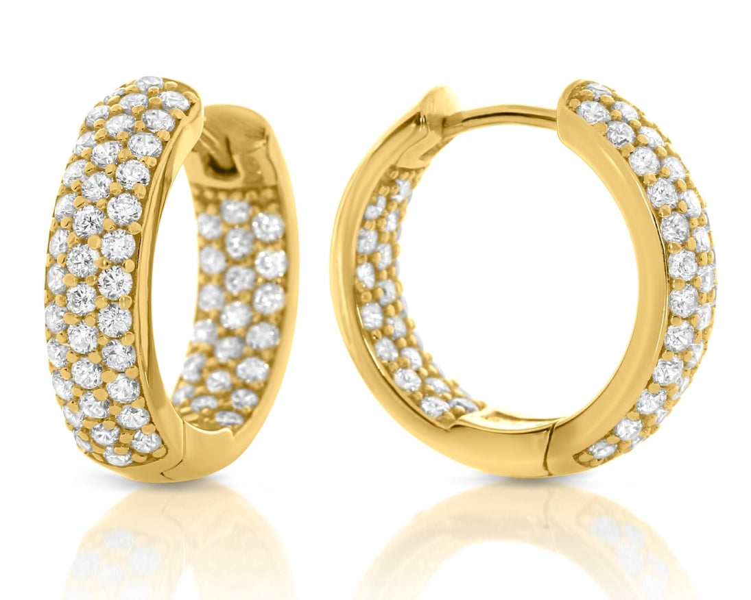 Zirkonia Creolen massiv Damenschmuck Set vergoldet – Galwani
