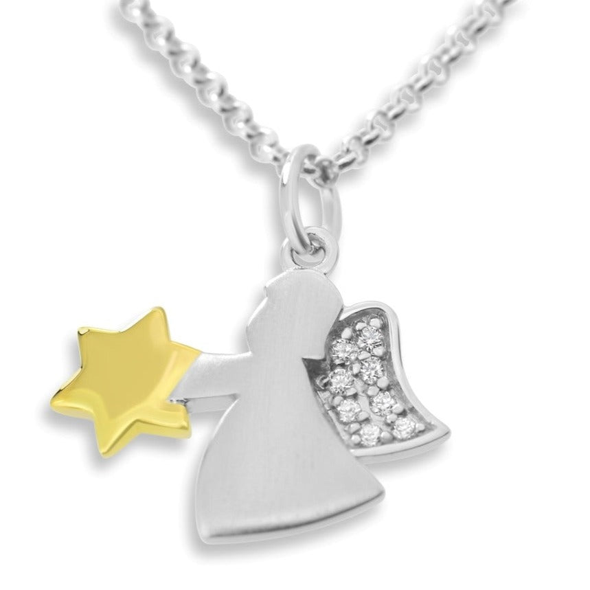 KETTE MIT ENGEL, SCHUTZENGEL KETTE MIT STERN, KETTE MIT ZIRKONIA ANHÄN ...