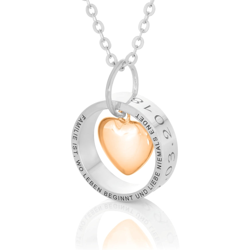 KETTE MIT RING, HERZ ROSÉ VERGOLDET, FAMILIENSCHMUCK – Galwani